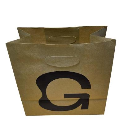 China Die Cut Reinforced Kraft Paper Bags Custom Logo Print Eco Thick Packaging For Retail Brand Promotion for sale