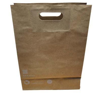 China Natural Kraft Die Cut Handle Bags Full Color Printed Recyclable Sacks For Bakery Restaurant Gift Shopping for sale