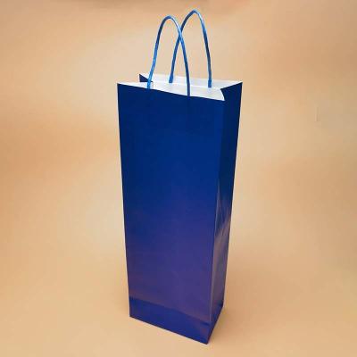 China Recyclable Kraft Paper Single Bottle Wine Carrier Bags Eco Friendly High Strength Wine Gift Bags For Wine Store Supermarket Custom Sizes for sale