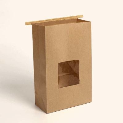 China Kraft Paper Window Tin Tie Coffee Bags Stand Up Bakery Packaging Pouches For Coffee Beans Nuts Bread for sale