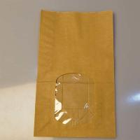 China Stand Up Brown Kraft Paper Bags With Clear Window Food Grade For Bakery Bread Cookie Packaging for sale