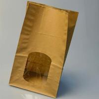 China Stand Up Brown Kraft Paper Bags With Clear Window Food Grade For Bakery Bread Cookie Packaging for sale