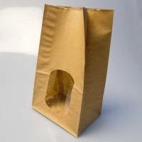 China Stand Up Brown Kraft Paper Bags With Clear Window Food Grade For Bakery Bread Cookie Packaging for sale