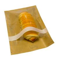 China Kraft Paper Clear Window Flat Bottom Sandwich Bags Tear Open Resealable Packaging For Bakery Takeaway Food for sale