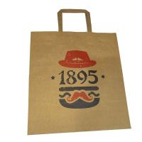 China Custom Flat Paper Carrier Printed Flat Kraft Handheld Shopping Bags For Retail Store for sale