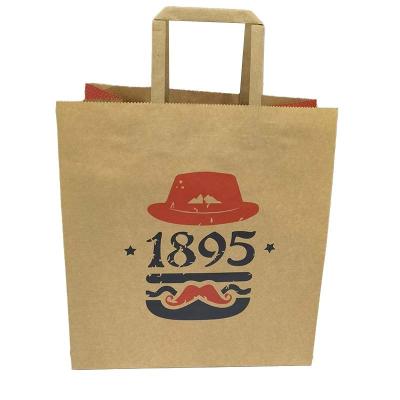 China Custom Flat Paper Carrier Printed Flat Kraft Handheld Shopping Bags For Retail Store for sale