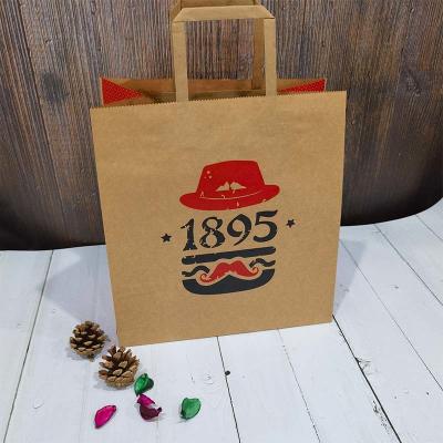 China Thickened Custom Logo Flat Handle Kraft Paper Bags Eco Friendly For Retail Store Daily Shopping Packaging for sale