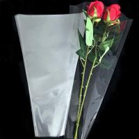 China Recyclable Clear PE Cone Flower Sleeves Eco Friendly Plastic Bags For Valentine Rose Packaging for sale