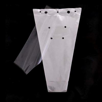 China Recyclable Clear PE Cone Flower Sleeves Eco Friendly Plastic Bags For Valentine Rose Packaging for sale