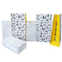 China Custom SOS Paper Bags Self Opening Square Bottom Kraft Bags For Bakery Bread Takeaway Packaging for sale