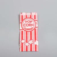 China Custom Printed Red Striped Popcorn Paper Bags SOS Stand Up Paper Bags For Cinema Snack Food Packaging for sale