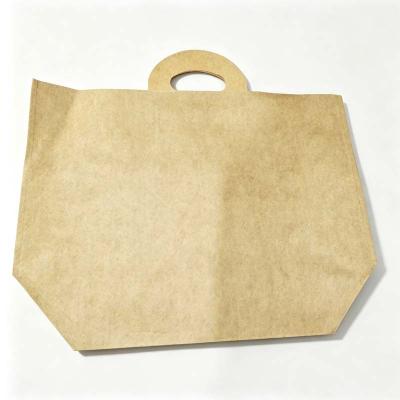 China PE Coated Kraft Paper Die Cut Handle Bags Water Resistant Takeaway Paper Bags for Food Packaging for sale