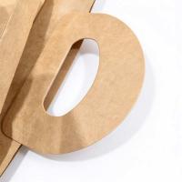 China Custom Print PE Coated Kraft Bag With D Cut Patch Die Handle Greaseproof Food Takeaway Retail Packaging for sale
