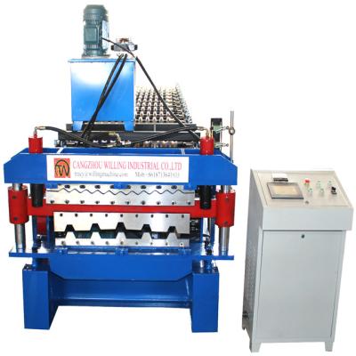 China High Speed Roofing Tiles Machine Customization Double Layer Roof Sheet Roll Forming Machine for Ibr  Corrugated Glazed for sale