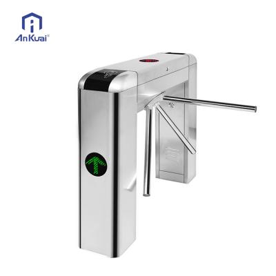 China High Security Tripod Turnstile with Face Recognition QR Code Reader and 304 Stainless Steel Construction for Metro and Office Entrance for sale