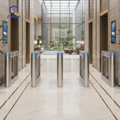 China High-end Stainless Steel Swing Turnstile Gate for Office Lobby/Government Supports Facial Recognition/Card/QR Code Readers for sale