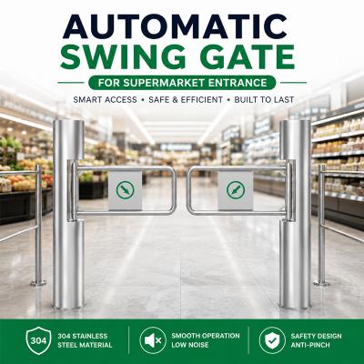 China Automatic Supermarket Swing Turnstile Gate with Sensor Detection and Access Control Solution for sale