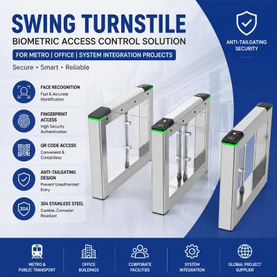 China Biometric Face Fingerprint QR Swing Barrier Turnstile 304 Stainless Anti-Tailgating for Metro Office System Integration Project for sale