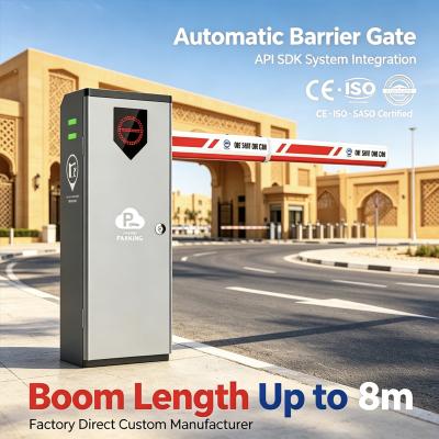 China 8m Extra Long Arm Boom Barrier Gate Standard RS485 Interface 24V DC Brushless Motor for Saudi Arabia Parking Management for sale