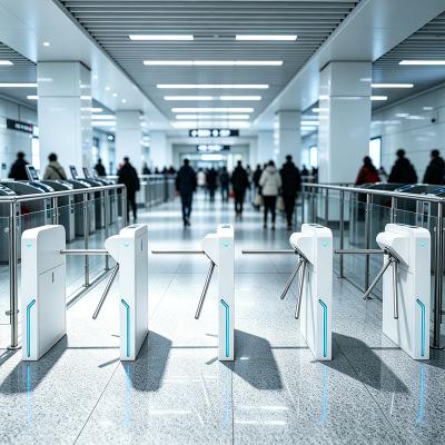 China Semi Automatic Tripod Turnstile Gate Face Recognition QR Code Scanner Pedestrian Access Control System for Stadium Factory for sale