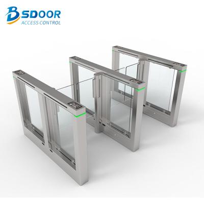 China Tempered Glass Swing Waist High Speed Gate Turnstile Single Directional for sale