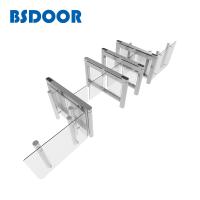 China Anti Jump Tempered Glass Speed Gate Turnstile Dc Brushless LED Counting for sale