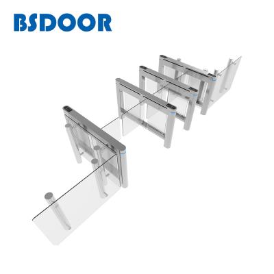 China Anti Jump Tempered Glass Speed Gate Turnstile Dc Brushless LED Counting for sale