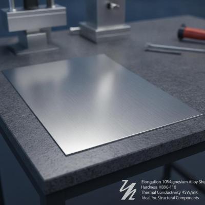 China Elongation 10 Percent Magnesium Alloy Sheet Offering Hardness HB90-110 Thermal Conductivity 45W per Meter Kelvin Ideal for Structural Components for sale