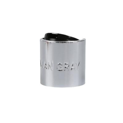 China Shiny Silver Aluminium Shampoo Push Disc Top Cap Tassel 28/410 	Disc Top Caps for sale