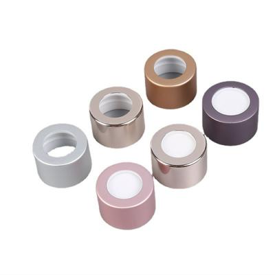 China 28/410 Disc Top Cap Glass Aluminium Diffuser Caps Lids With Liner for sale