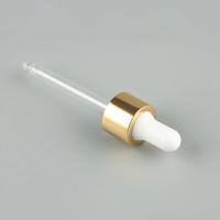 China Small  Essential Oil Glass Dropper 18/410 Shiny Gold Aluminium Dropper for sale