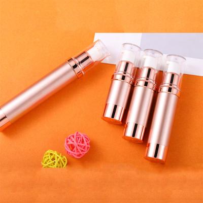 China Rose Gold Plastic Airless Pump Bottle 10ml 15ml 20ml 30ml For Emulsion for sale