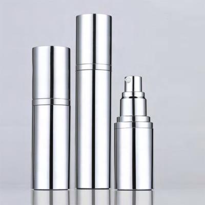 China Skin Care Aluminium Silver Airless Pump Bottle Cosmetic Serum Bottles 15ml 30ml 50ml for sale