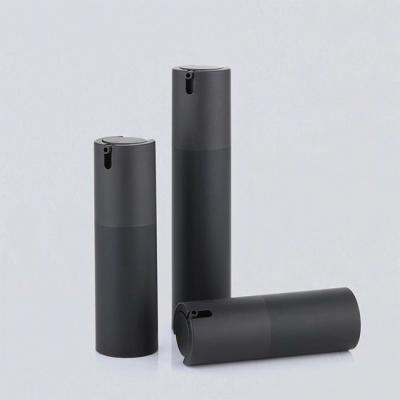 China Frosted Matte Black Airless Bottle 10ml 30ml 50ml With Different Decoration for sale