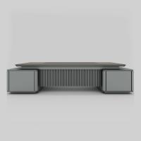 China Elegant Executive Desk Modern Technology Sense CEO Office Table Teak+ Silver Grey for sale