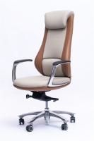 China Ergonomic Office Leather Revolving Chair With Headrest / Caters BIFMA for sale