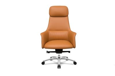 China Genuine Leather Revolving Chair 3 Positions Locking 135 Degree Back Tilt With Armrest for sale