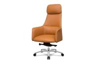 China Genuine Leather Revolving Chair 3 Positions Locking 135 Degree Back Tilt With Armrest for sale