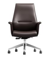 China Middle Back 0.29m3 CBM Leather Revolving Chair With Castors for sale