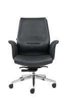 China Middle Back 0.29m3 CBM Leather Revolving Chair With Castors for sale