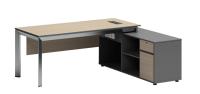 China 16mm Thickness Executive Office Table Melamine Boss Door Shaped Steel Leg for sale