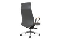 China Conjoined Aluminum Armrest Leather Revolving Chair Brown Color for sale
