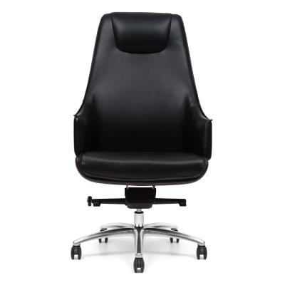 China Aluminum Base High Back Leather Executive Chair Lock At 3 Positions for sale