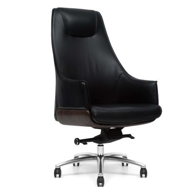 China Adjustable Black Leather Revolving Chair Modern Executive Chair Moded Foam for sale