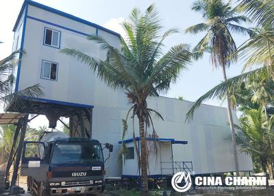 China 50m3/h electric equipment hopper type hzs50 ready concrete mixing batching plant concrete batching mixing plant for sale