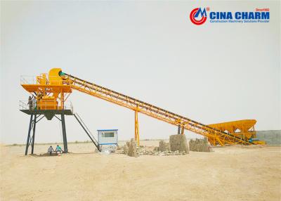 China Precast Wet HZS60 Concrete Mixing Plant Conveying Belt Twin Shaft Mixer for sale