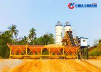China Precast Wet HZS60 Concrete Mixing Plant Conveying Belt Twin Shaft Mixer for sale