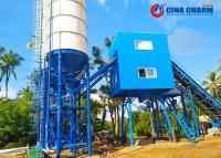 China Precast Wet HZS60 Concrete Mixing Plant Conveying Belt Twin Shaft Mixer for sale