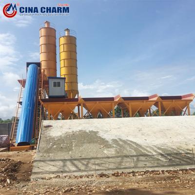 China 4100mm Discharging HZS60 Concrete Batching Plant 60m3 Concrete Mixing Plant for sale