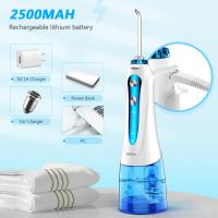 China Cordless Dental Water Flosser 360° Rotatable Nozzles 5 Modes 40-140psi USB Rechargeable Oral Irrigator for sale